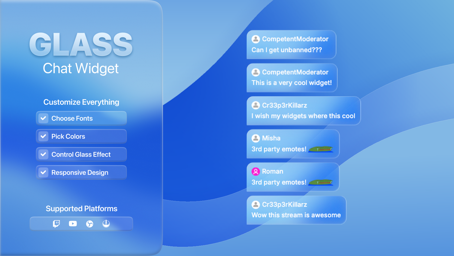 Glass Chat Widget for Twitch & YouTube – Modern Transparent Chat ...