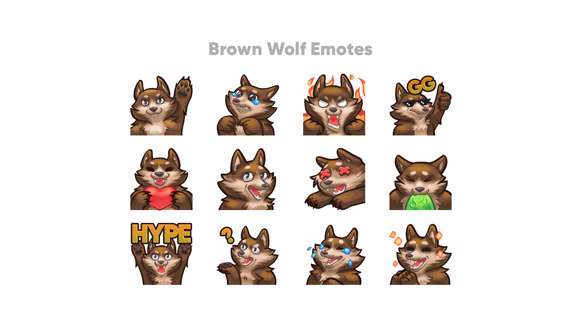 Wolf Emotes for Twitch, Youtube and Discord | Download Now!